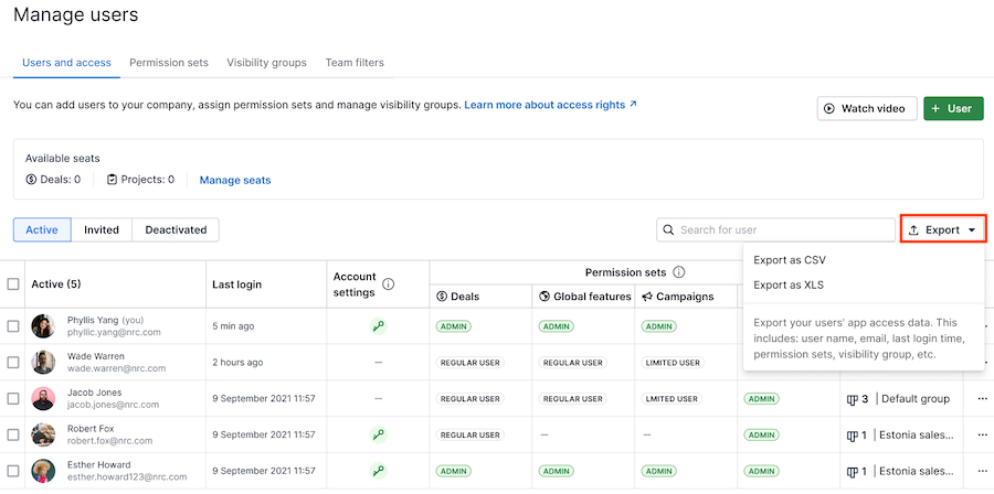 Exporting data from Pipedrive - Knowledge Base | Pipedrive